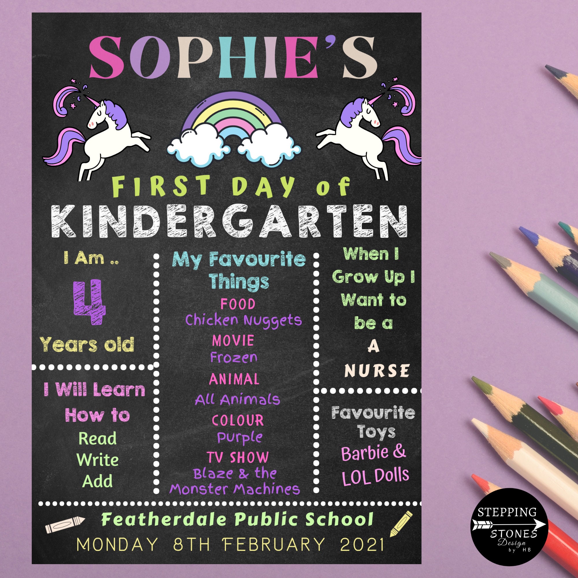 Primer día de Kindergarten Niña Primer Día de Preescolar - Etsy España