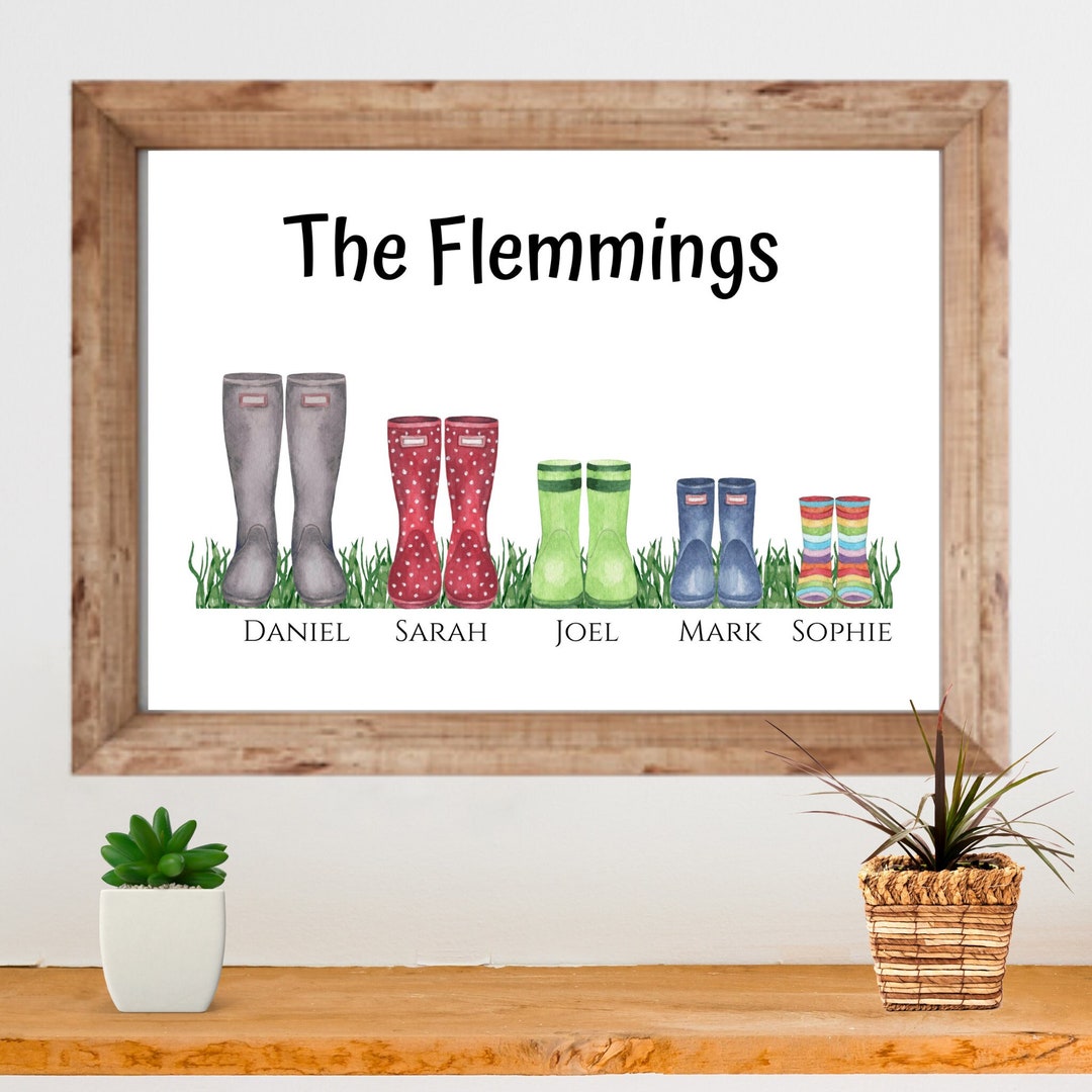 Gumboot Print, Gumboot Family Gift, Digital Print, Wellington Boot ...
