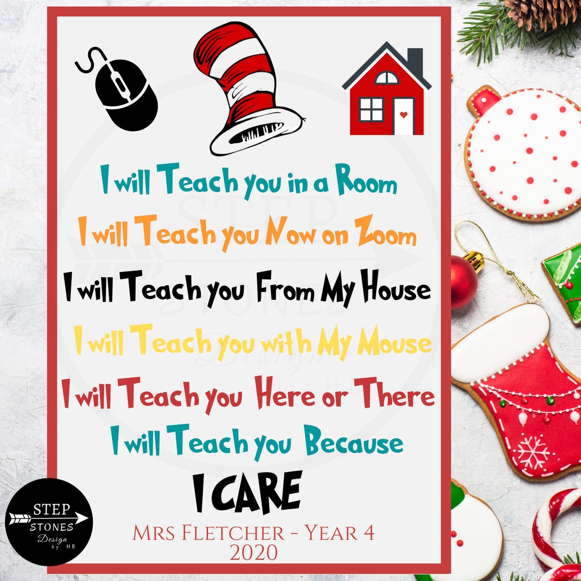 Cat in the Hat Teacher Gift, Teacher's Christmas Gift, Dr Suess Cat in ...
