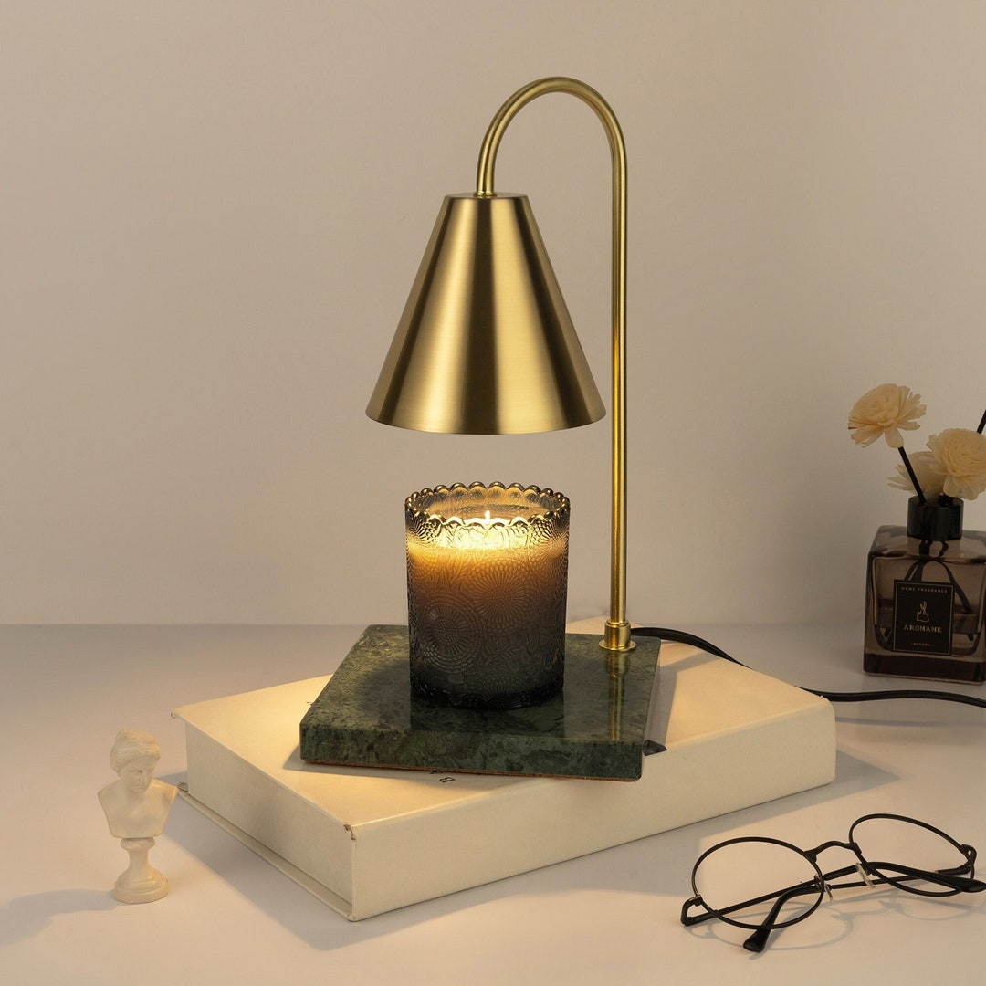 LUXGARDEN Emerald Marble Candle Warmer Lamp With Timer Dimmer, Candle ...