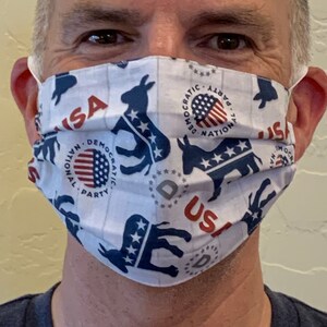 Vote Democrat Face Mask, Democratic Political Party Face Mask, Two ...