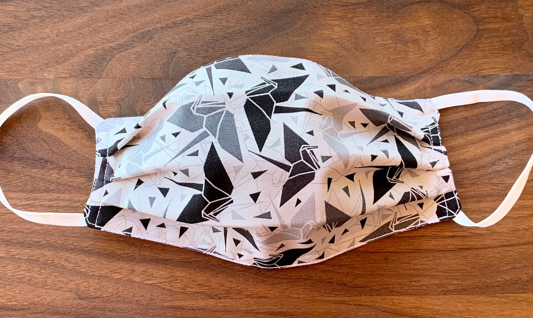 Face Mask - Reversible Japanese Origami Crane Fabric and Japanese ...