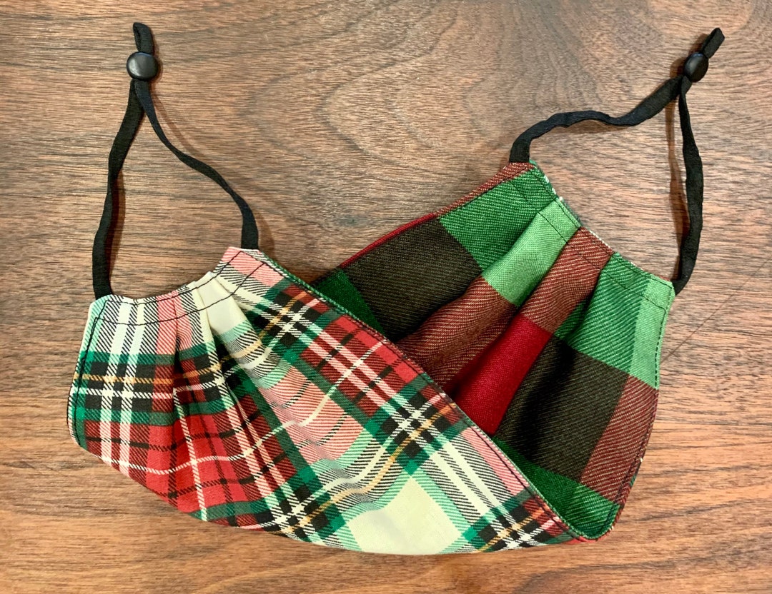 Face Mask - Reversible Winter Plaid Face Mask, Tartan Plaid on One Side ...