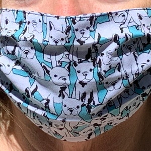 Face Mask - Reversible French Bulldog Frenchie Pleated Face Mask -100% ...