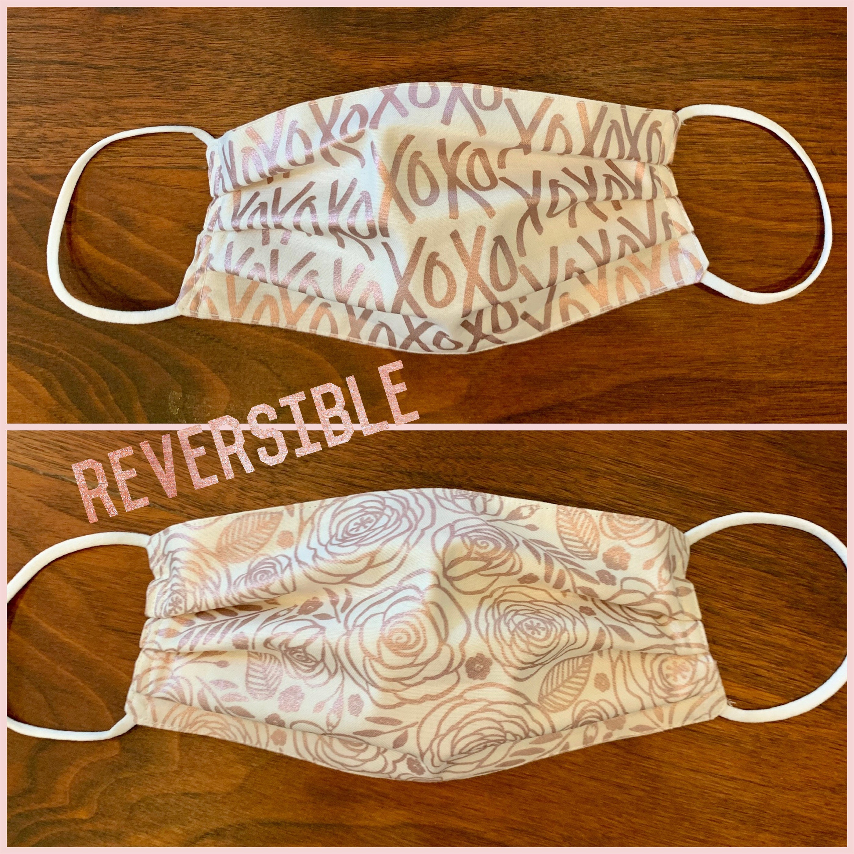 Reversible Face Mask Reversible XOXO Hugs and Kisses Love | Etsy