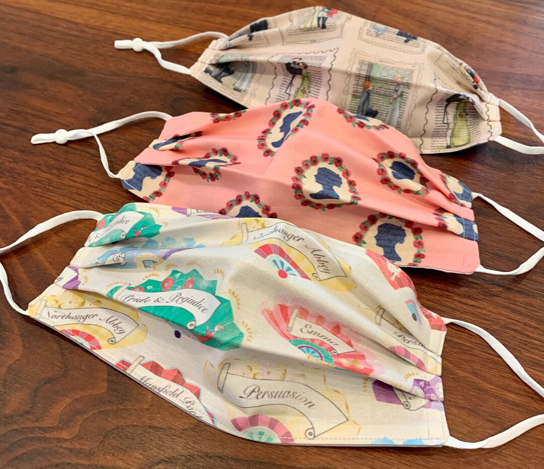 Jane Austen Face Masks, Choose 1, 2 or All 3 Face Masks, Perfect Gift ...