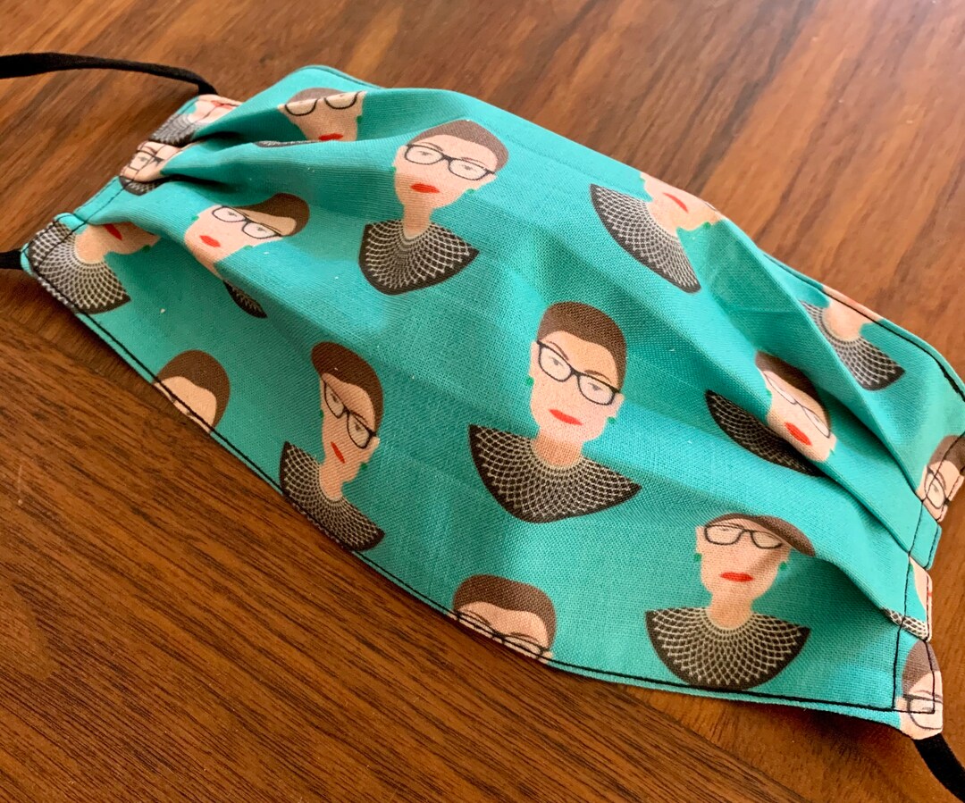 RBG Face Mask Teal Ruth Bader Ginsburg Face Mask, Two Layer Cotton ...