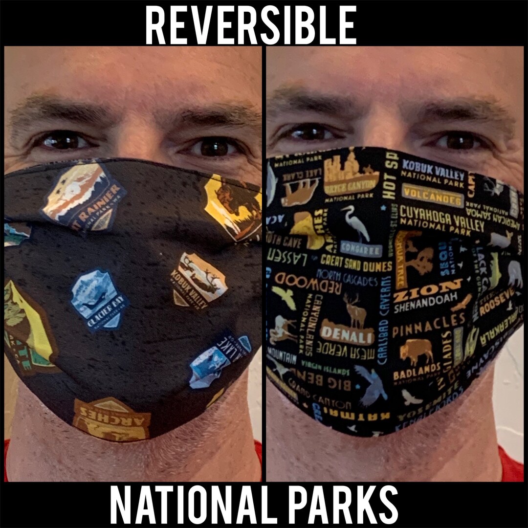 Face Mask - Reversible National Parks Face Mask, With Nose Wire Option ...