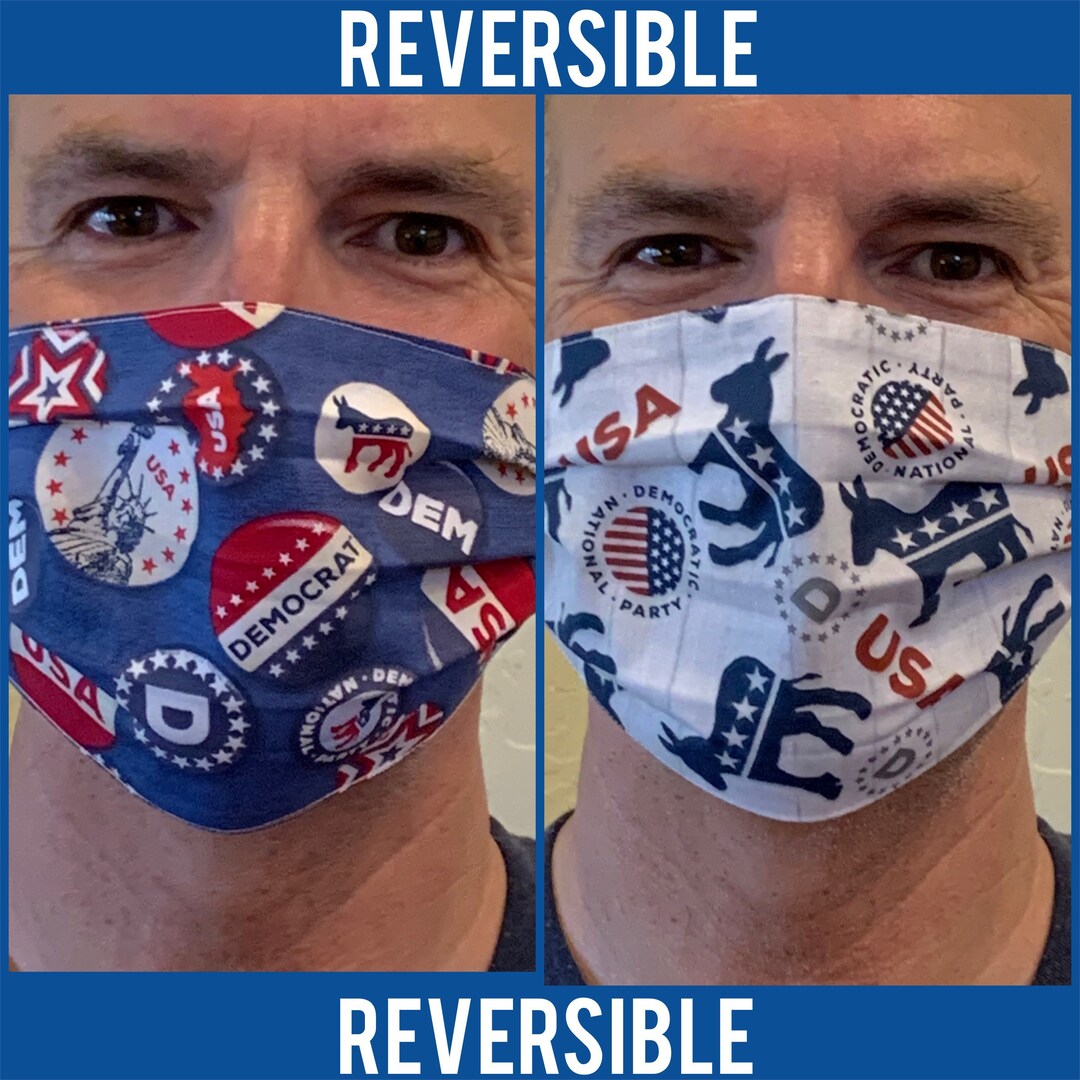 Vote Democrat Face Mask, Democratic Political Party Face Mask, Two ...