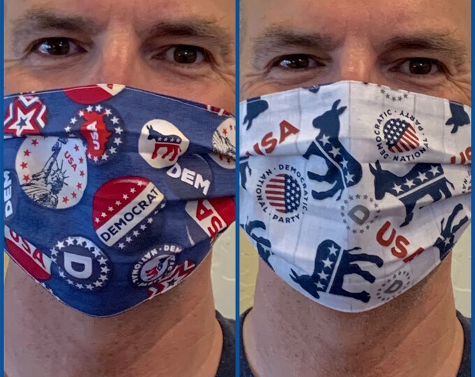 Vote Democrat Face Mask, Democratic Political Party Face Mask, Two ...