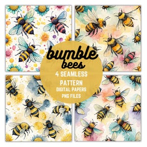 Bumble Bee Seamless Pattern PNG Bundle of 4 Designs | Bee Pattern Png ...