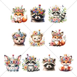 20 Cute Animal Birthday Party Clipart, Woodland Animals Birthday PNG ...