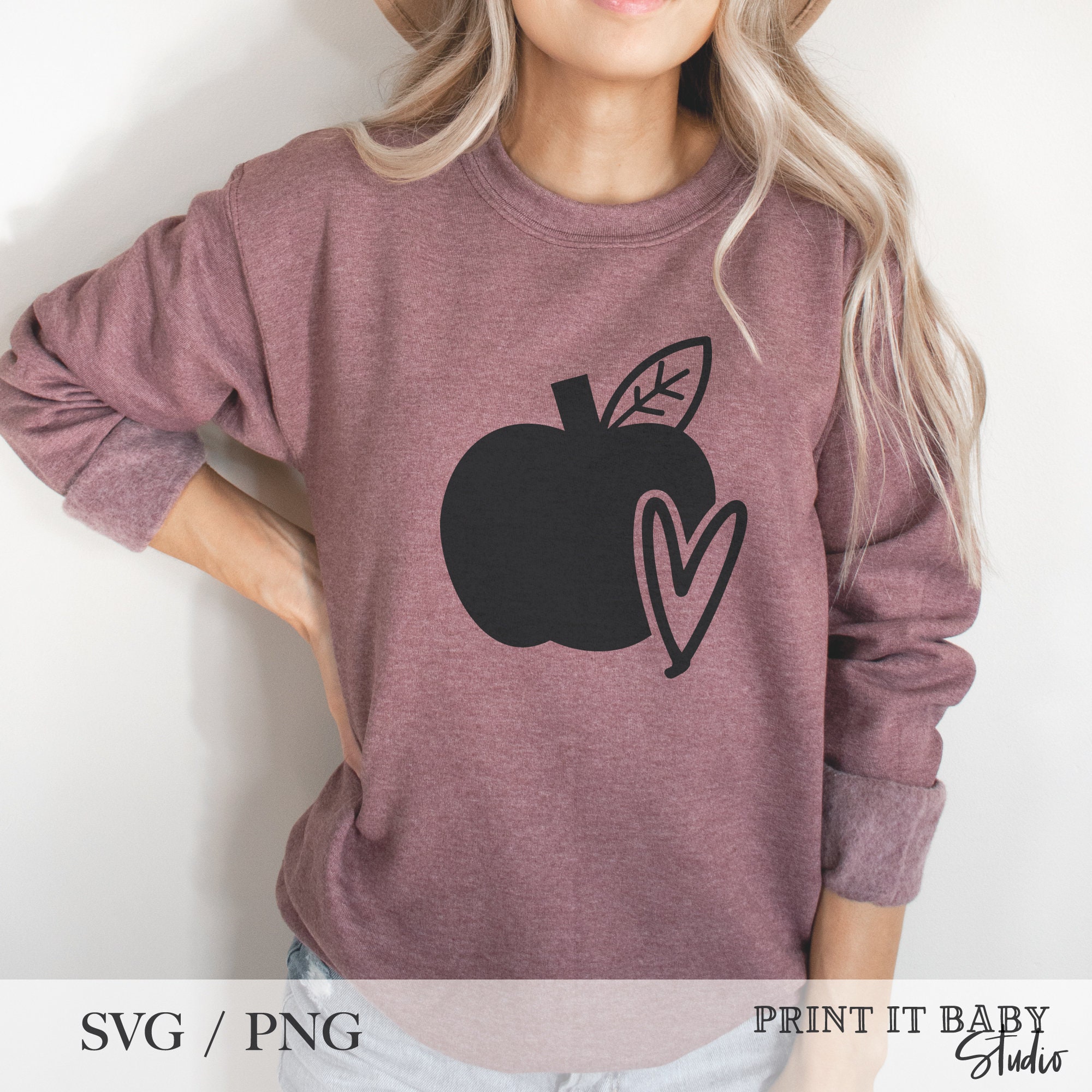 Teacher Svg Png File Apple Heart Svg Teacher Gift Idea Svg - Etsy