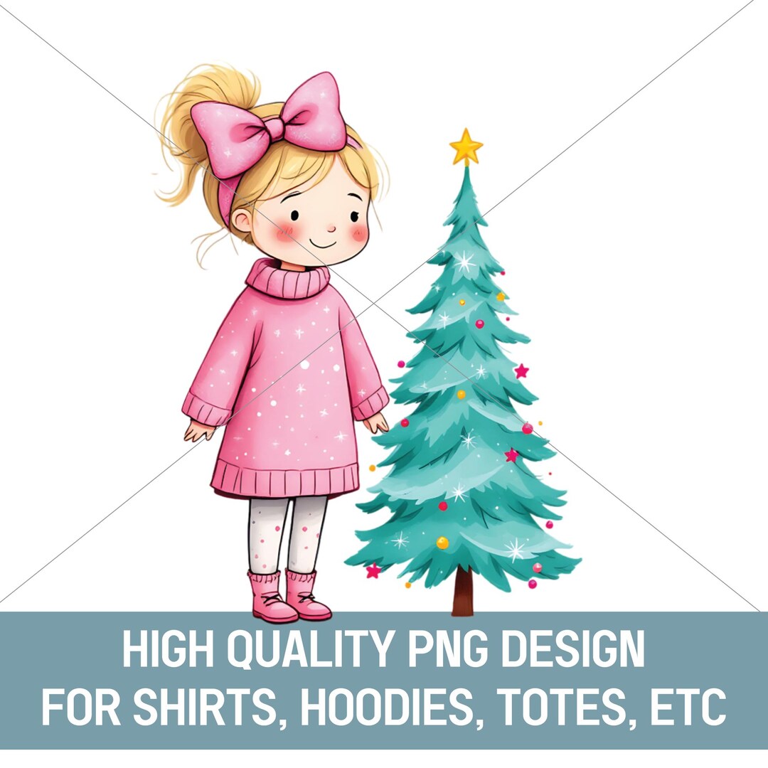 Cute Christmas Girl Png Clipart, Digital Download, Christmas Tree Art ...