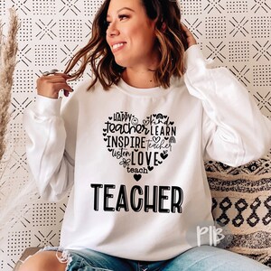 Teacher Shirt Svg, Best Teacher Svg, Teacher Appreciation, Heart Svg ...