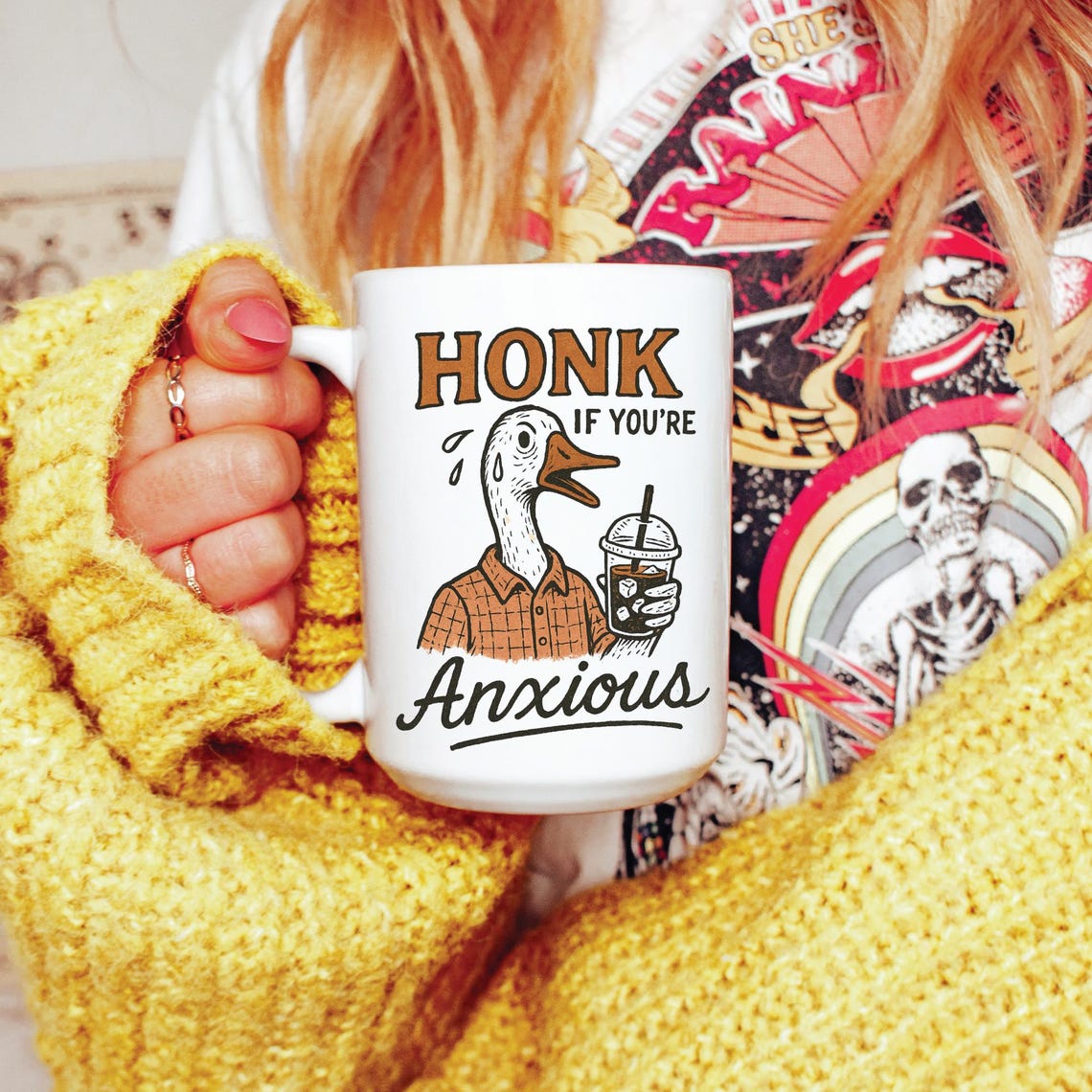 Funny Goose PNG: Honk If You're Anxious - Mental Health Shirt Design ...