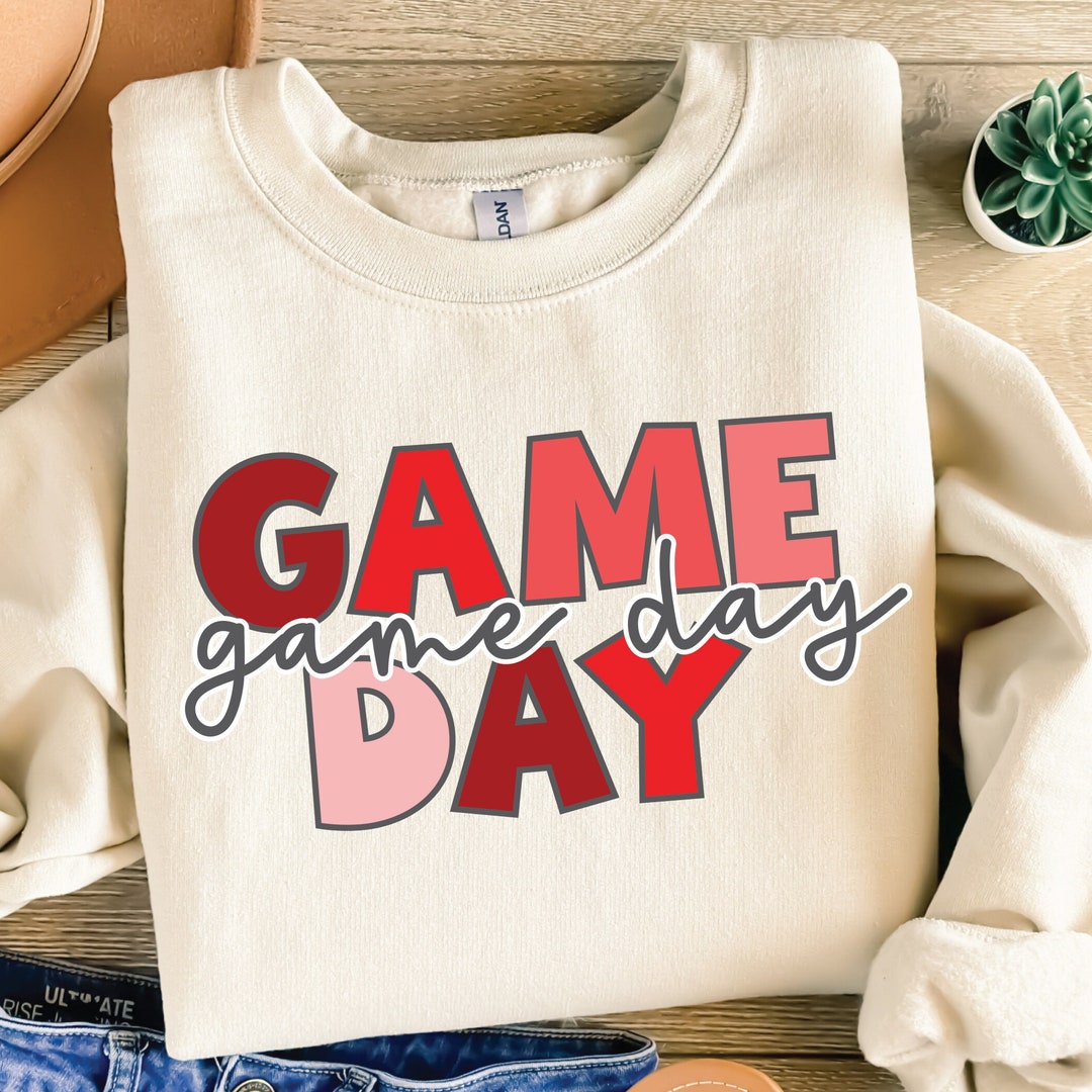 Game Day Sublimation Design, School Spirit Png, Red Wording, Football ...