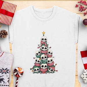 Funny Christmas Skull Tree PNG Clip Art: Holiday Skeleton (digital ...