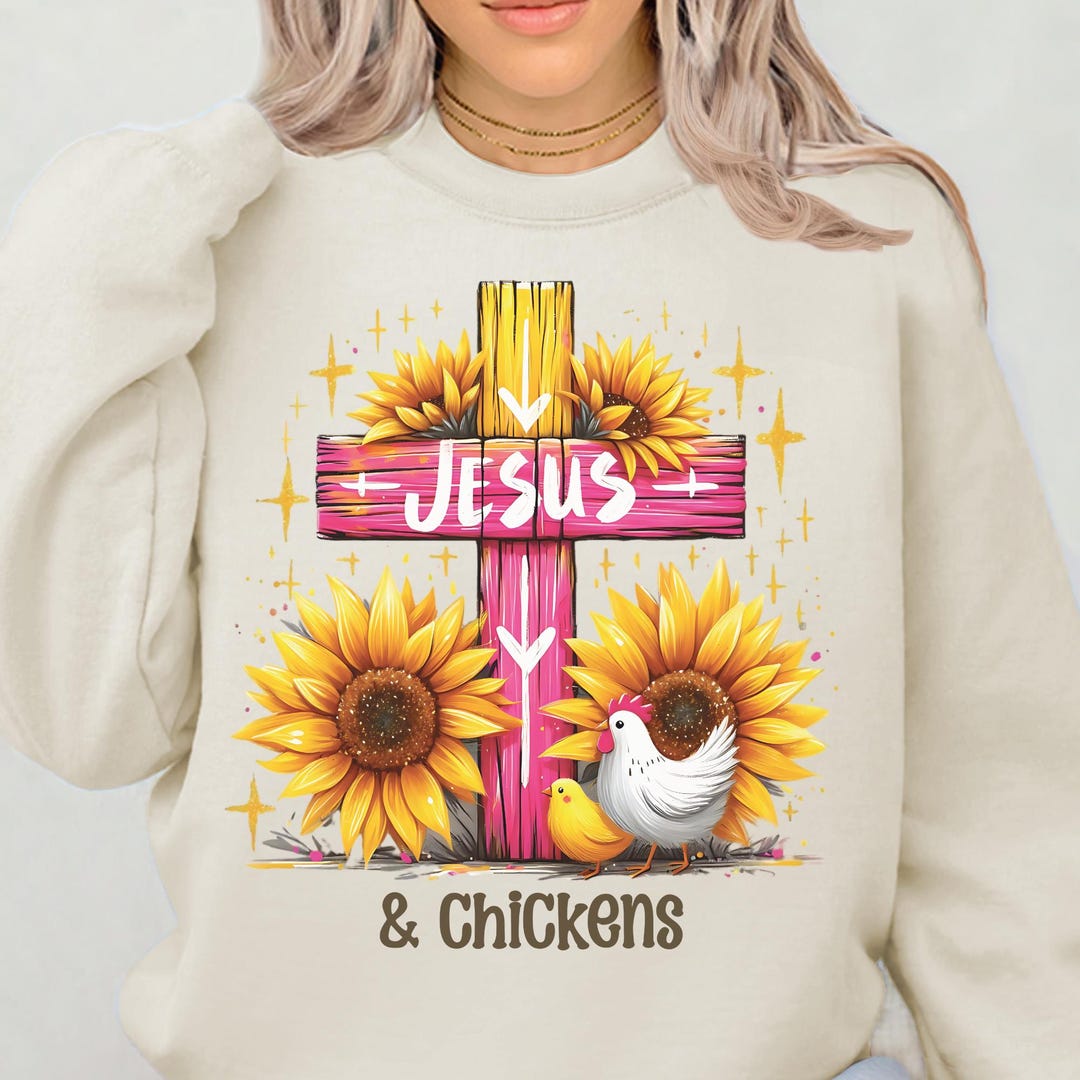 Jesus and Chickens PNG, Chicken Lover Png, Sunflower Jesus Chicken ...