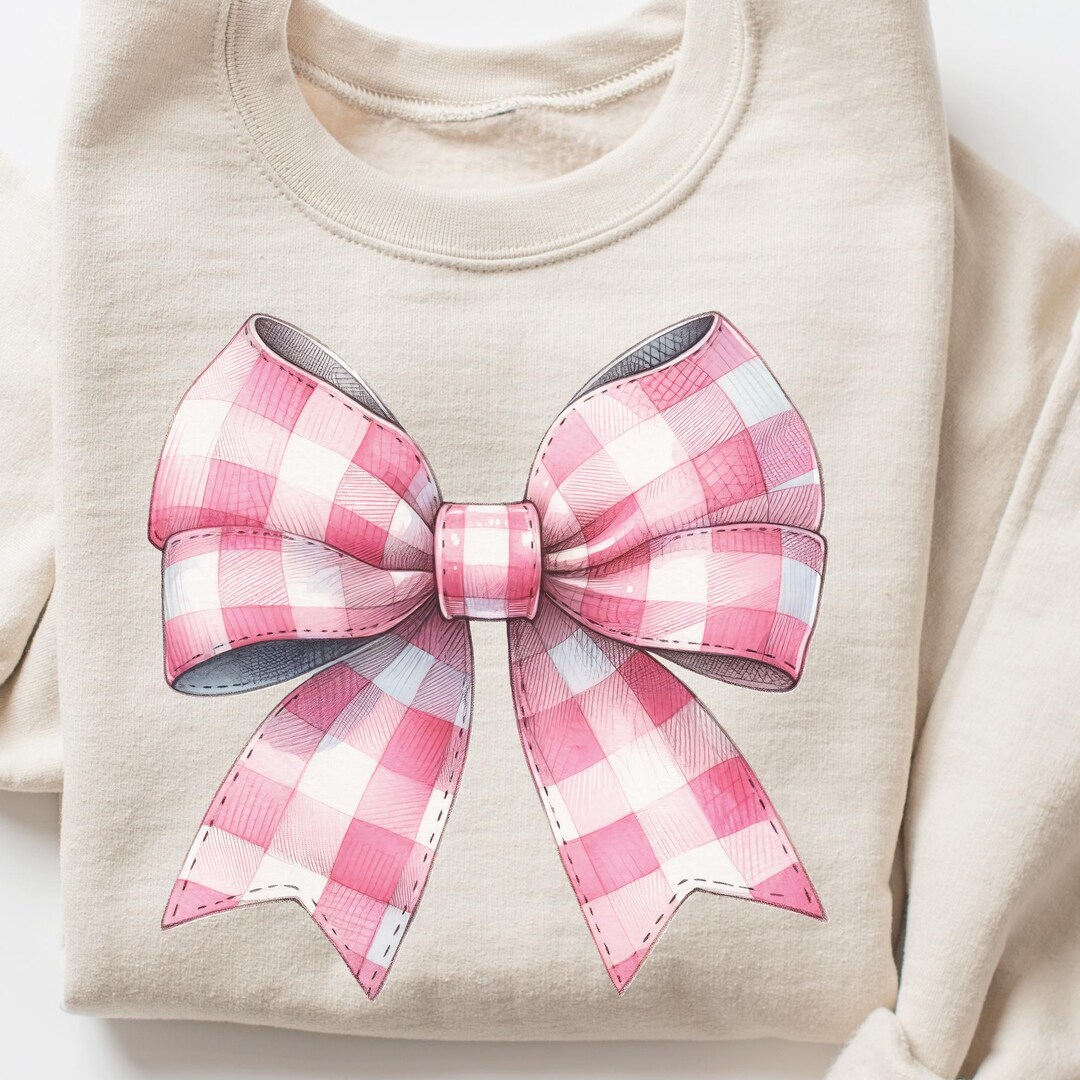 Pink Checkered Bow Clipart, Bow Png Digital Download for Crafts, Pink ...