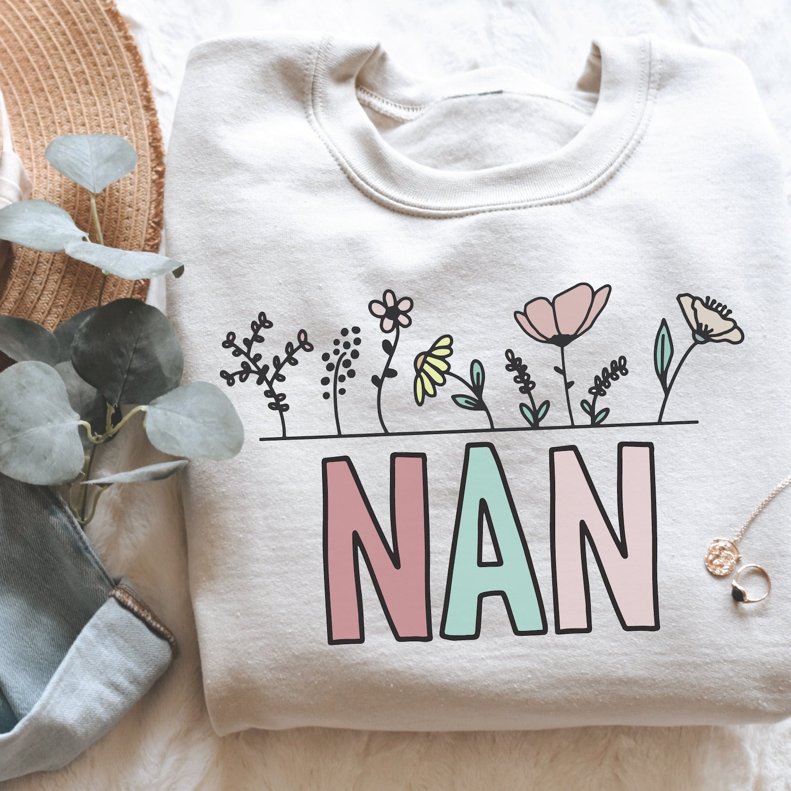 Nan Shirt Floral PNG: Grandma Mother's Day T-shirt Sublimation Design ...