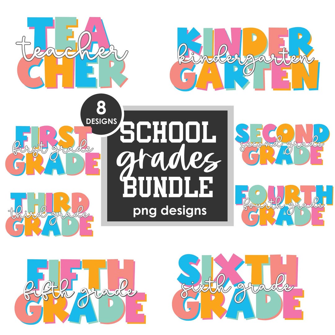 Back to School Teacher Bundle PNG, School Grades Png, Teacher Shirts ...