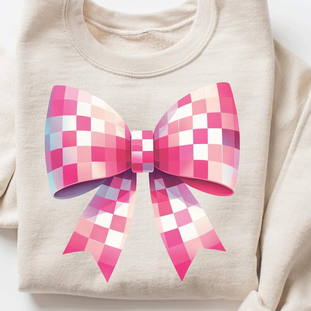 Pink Checkered Bow Clipart Png, Digital Download, Png for Shirts and ...