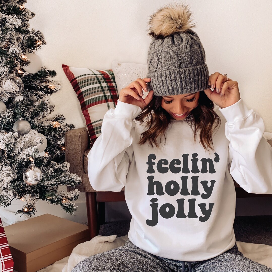 Feelin' Holly Jolly SVG PNG | Christmas Shirt SVG | Winter Sign Quote ...