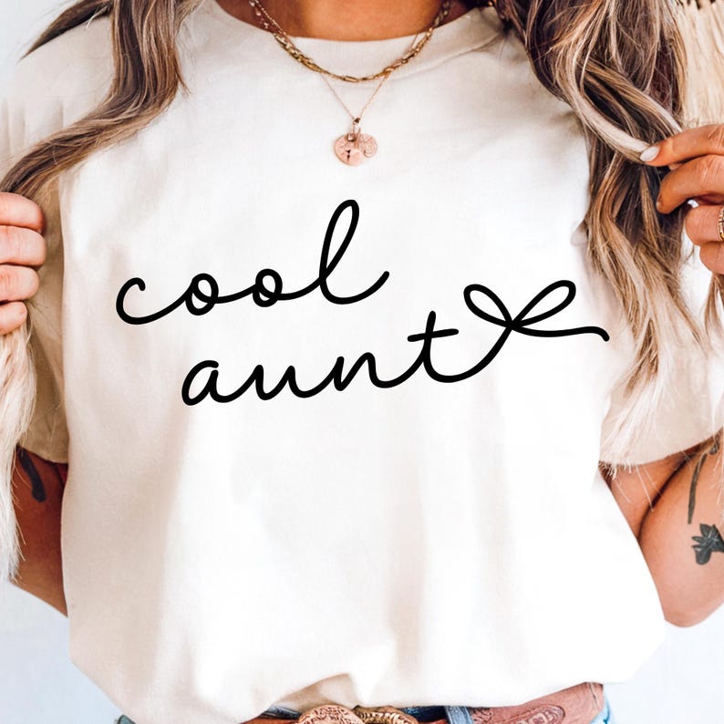 Cool Aunt SVG PNG, Girly Auntie Bow Design Cut File for Shirts, Mugs ...