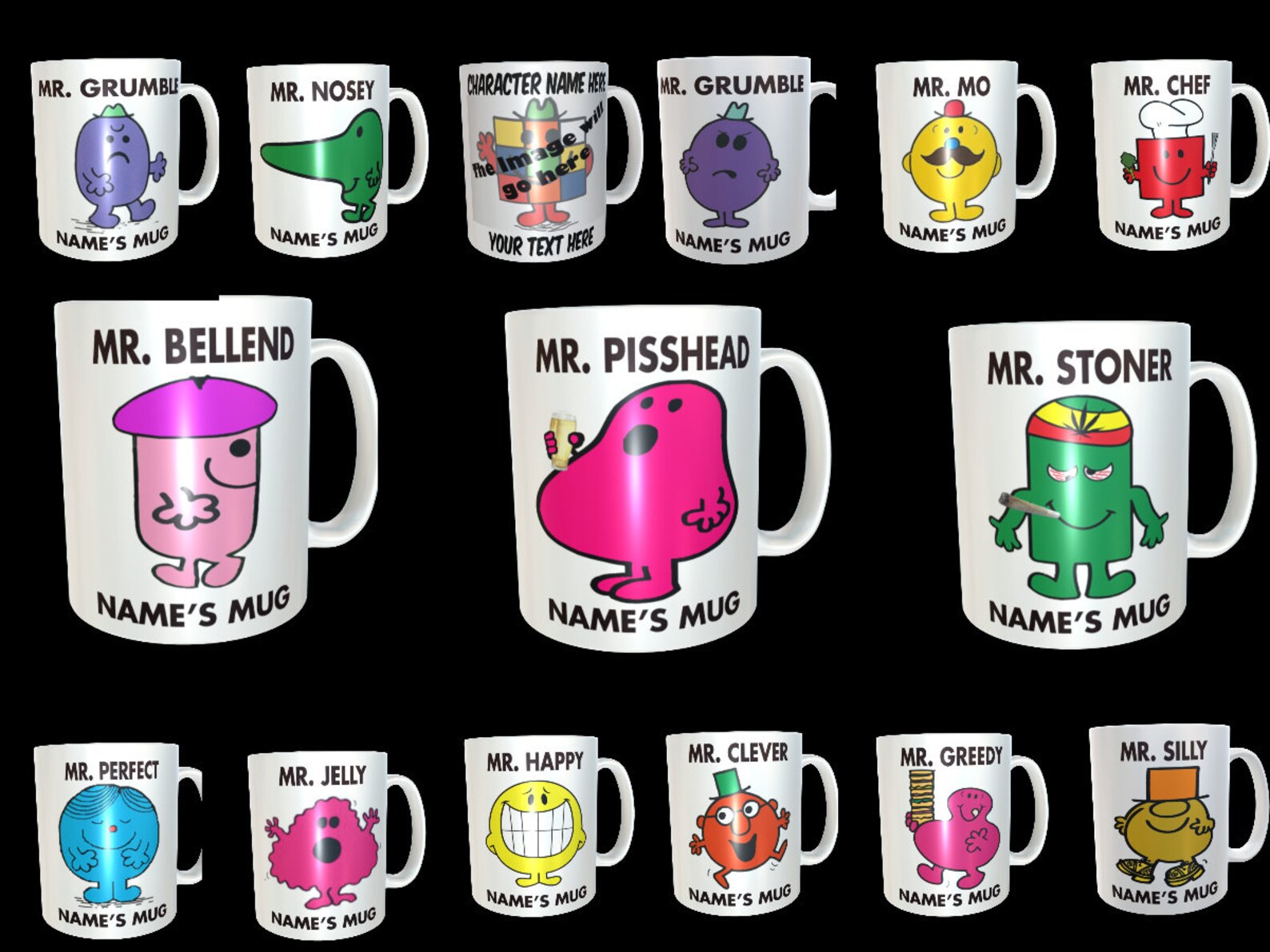 Personalised Mr Men Mugs Little Miss Funny Rude Tea and | Etsy