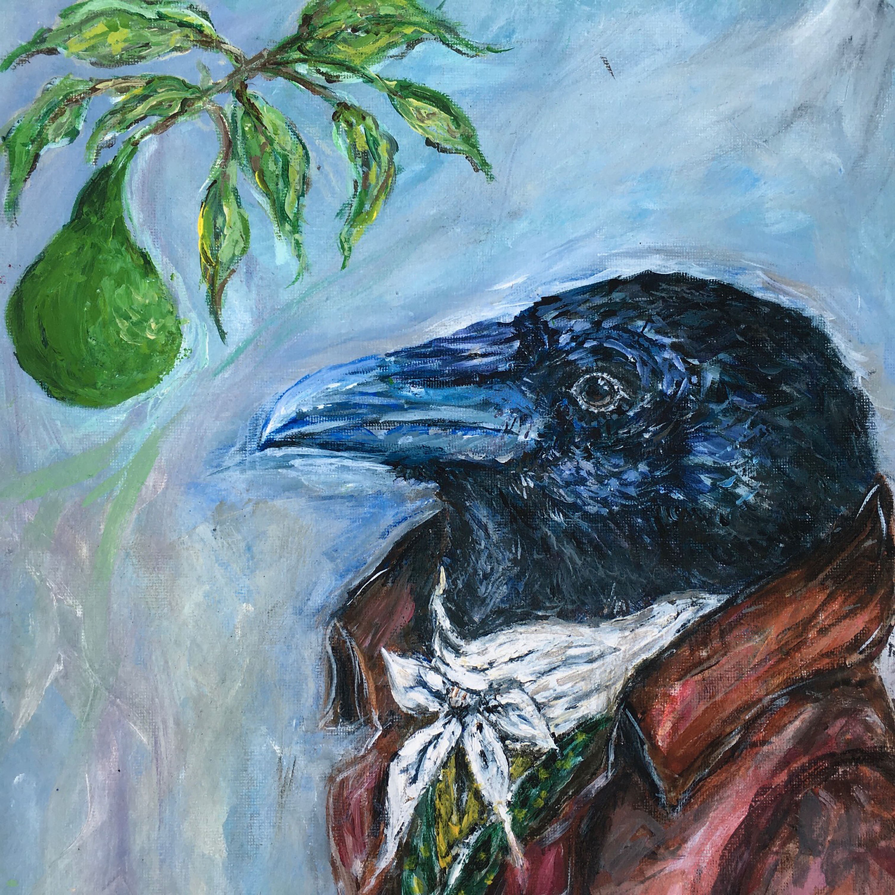 A Fancy Crow With Pear Fine Art Prints Whimsical Wall Art - Etsy UK