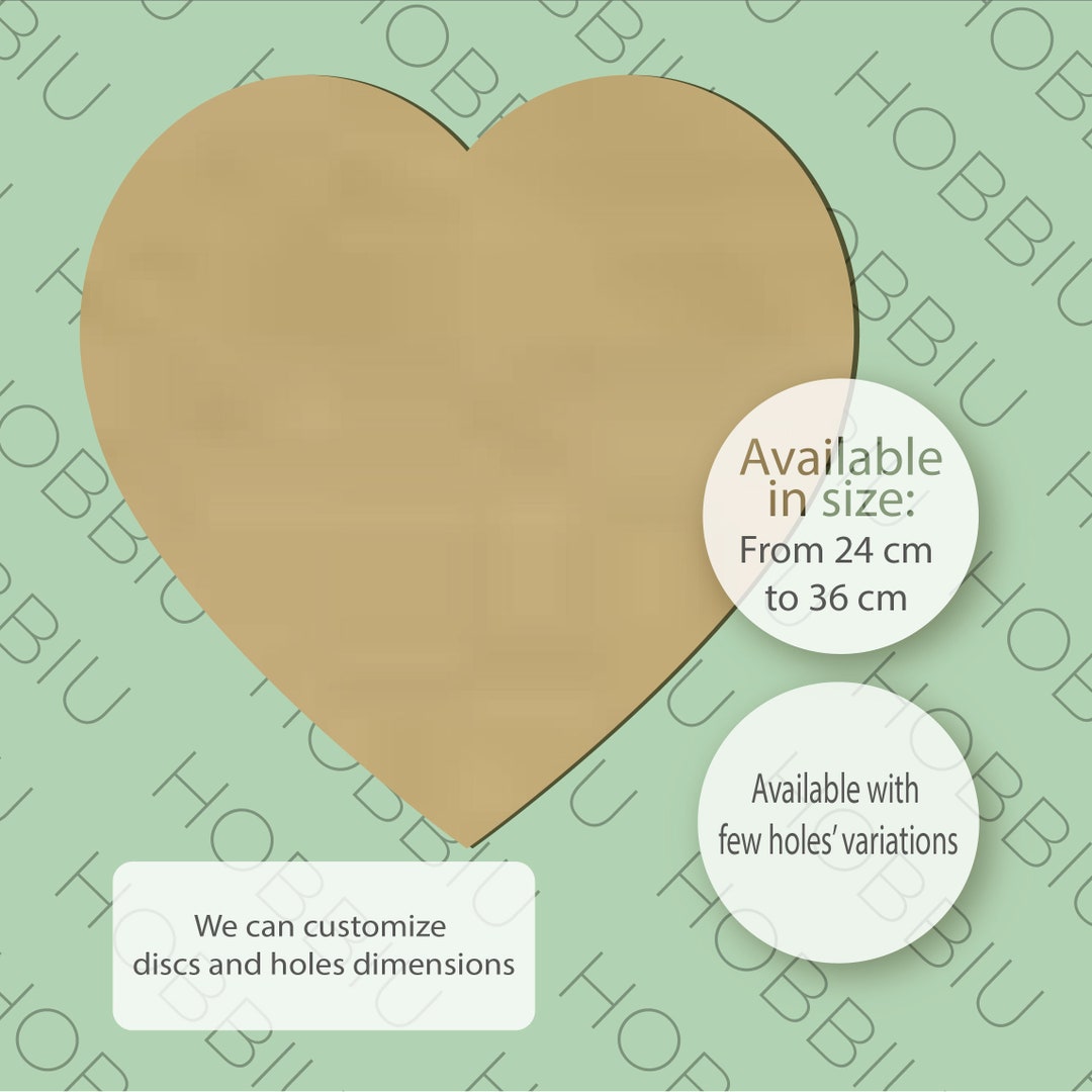 MDF Heart Shape Disc in Various Sizes From 5cm to 22cm. - Etsy