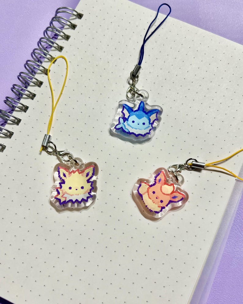 Mini Eeveelution Buds - Epoxy Phone Charms - Etsy