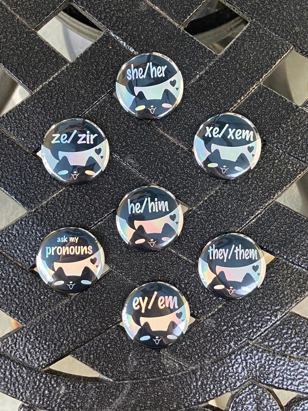 Holographic Pronoun Pins CUSTOM PRONOUN LISTING - Etsy