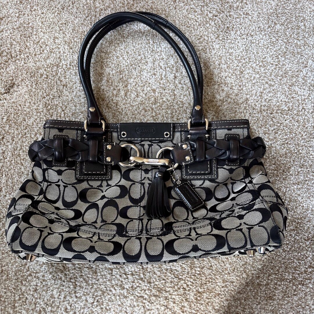 Coach Hampton Signature Canvas Purse Bag Pocketbook Black Leather No. A0932-F13065 - Etsy