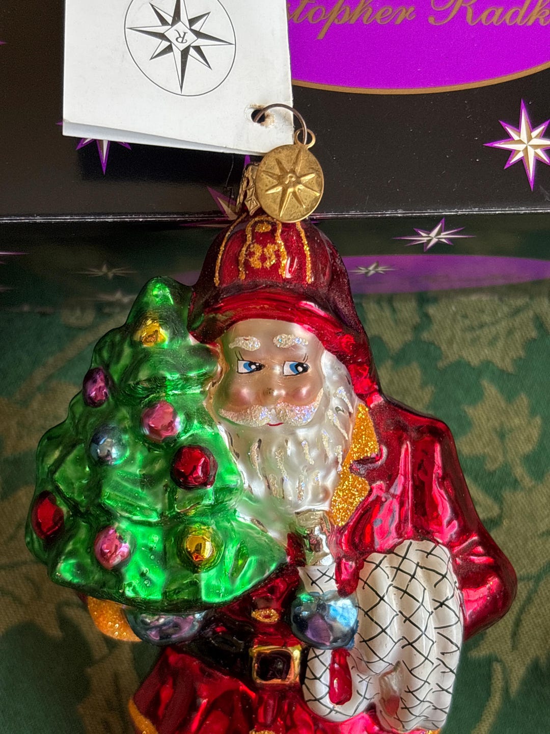 Vintage Christopher Radko Holiday Hero Fireman Santa Christmas Glass ...