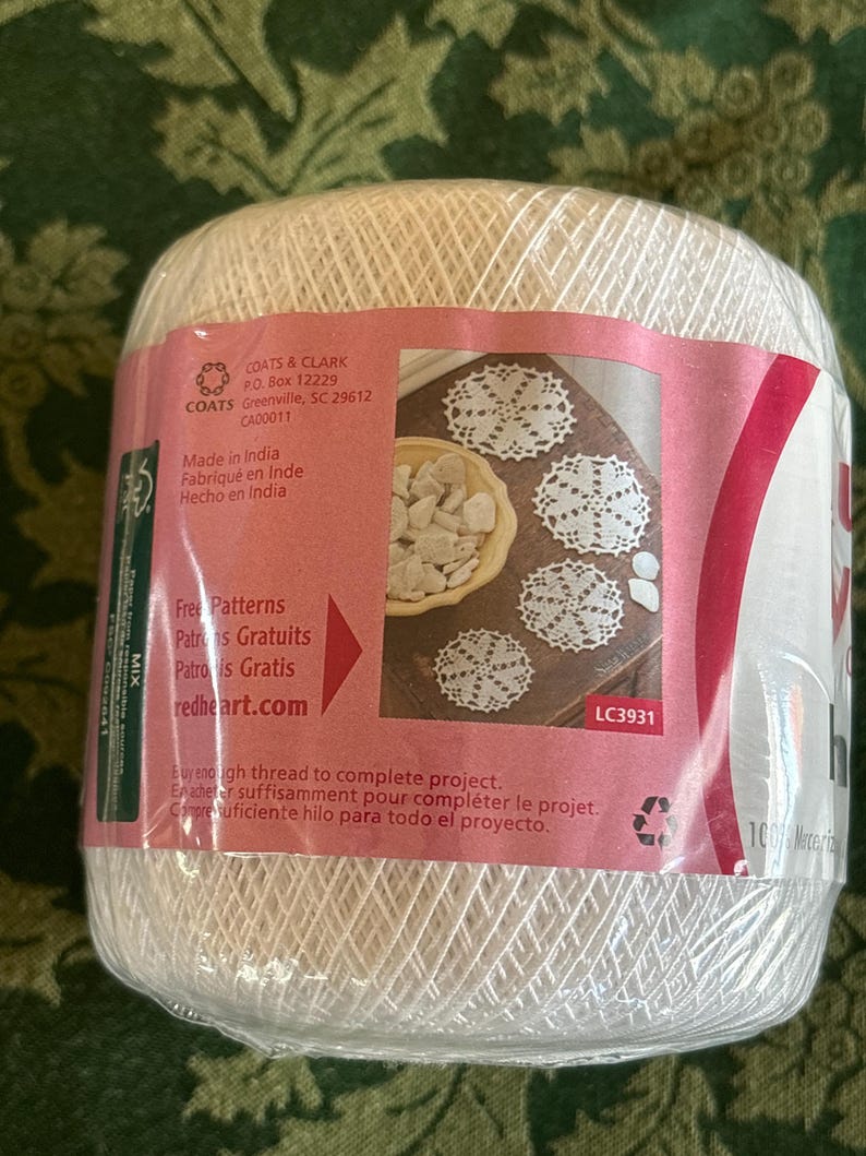 Coats & Clark Aunt Lydia's Crochet Thread ~ Fine 20 Size ~ Mercerized ...