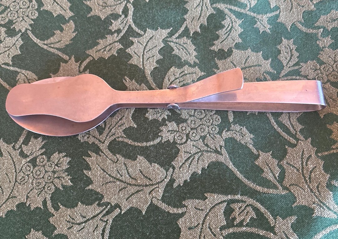 Vintage Stainless Steel Tongs Spring Loaded Action Serving Spoon ~ 9 1/ ...