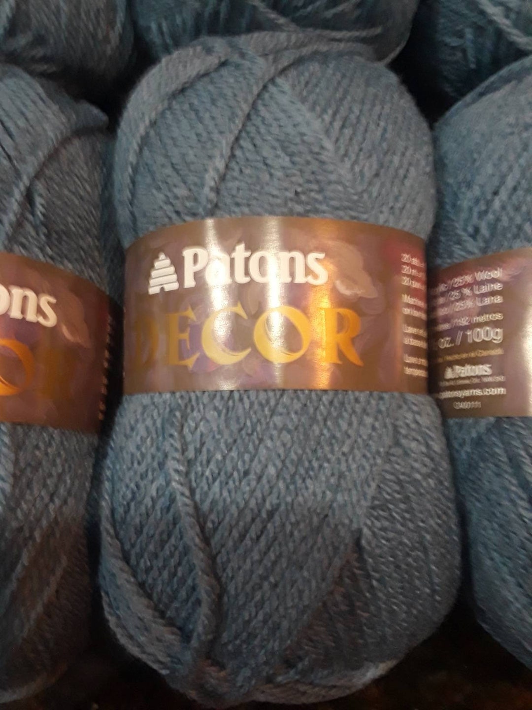 Patons Decor Wool Blend Yarn: Country Blue, Worsted Weight - Etsy