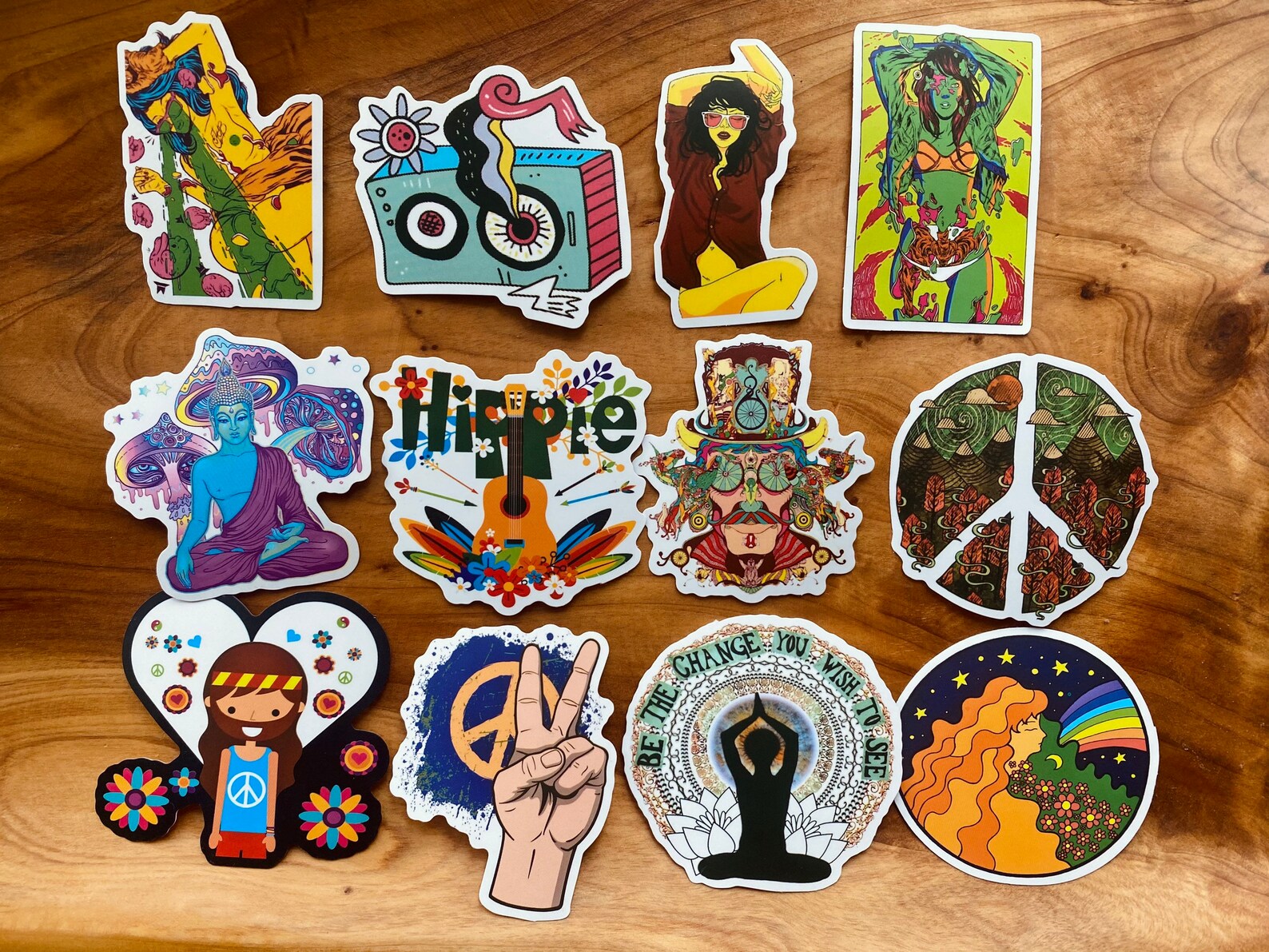 TRIPPY HIPPIE STICKER pack hippie stickers boho stickers | Etsy
