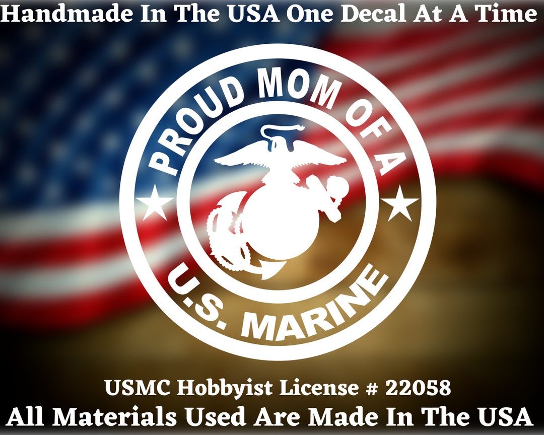 Proud Mom of A U.S. Marine USMC Custom Car Truck Van Window or Bumper ...