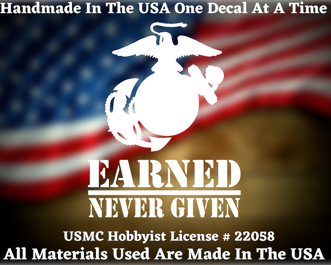 United States Marine Corps EGA Earned Never Given Vinyl Decal Bumper ...