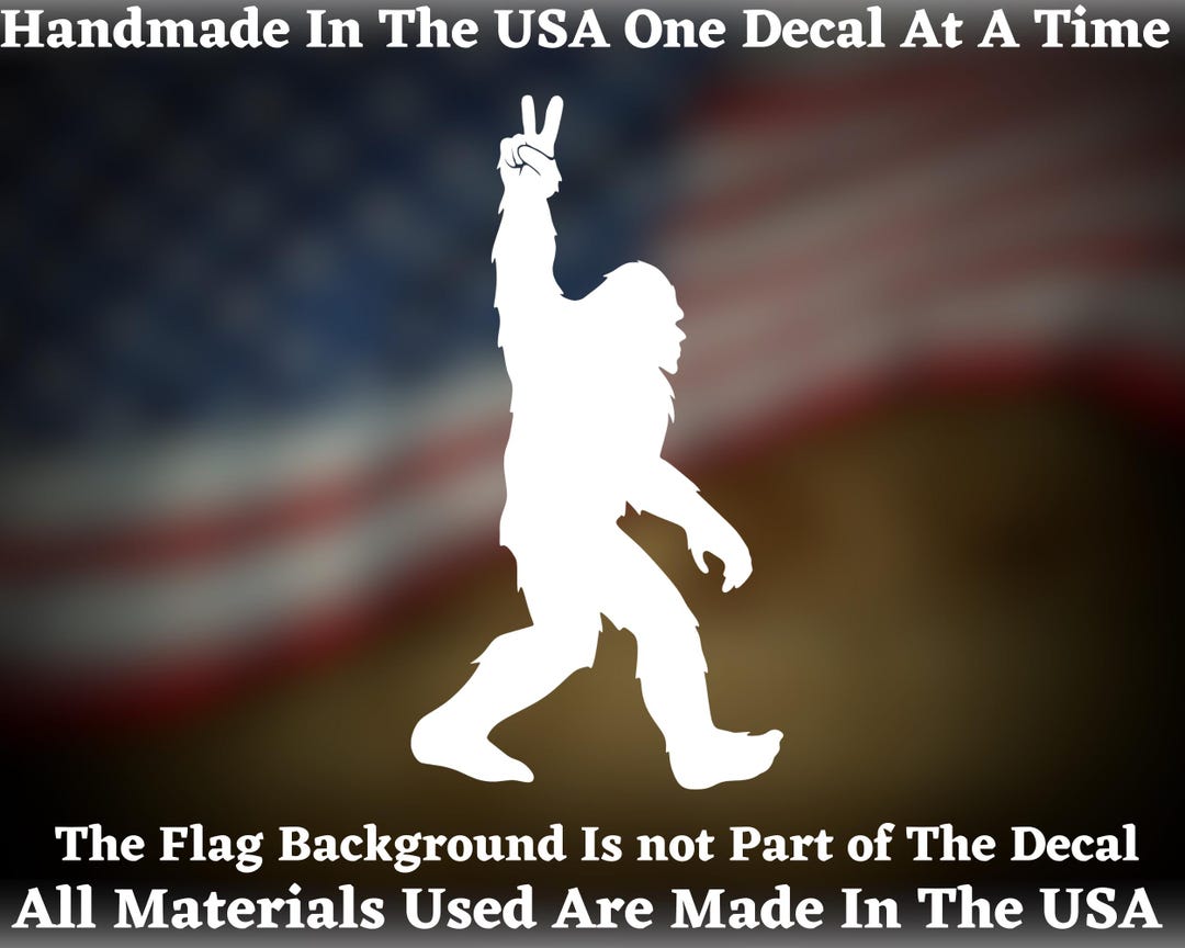 Bigfoot Peace Sign Funny Die-cut Vinyl Window Decal, Sasquatch Bumper ...