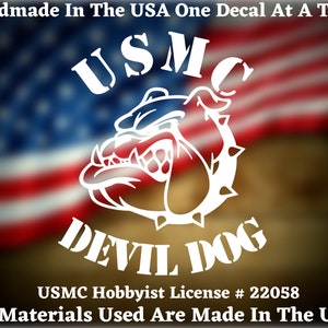 US Marine Corps USMC Devil Dog Bulldog Chesty Head Car Truck Van Window ...
