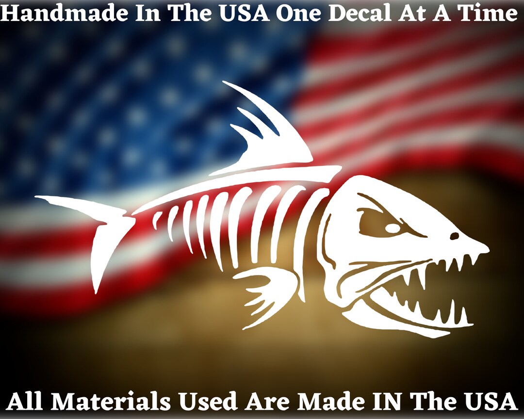 Skeleton Fish Car Truck Van Window or Bumper Sticker Vinyl Decal USA ...