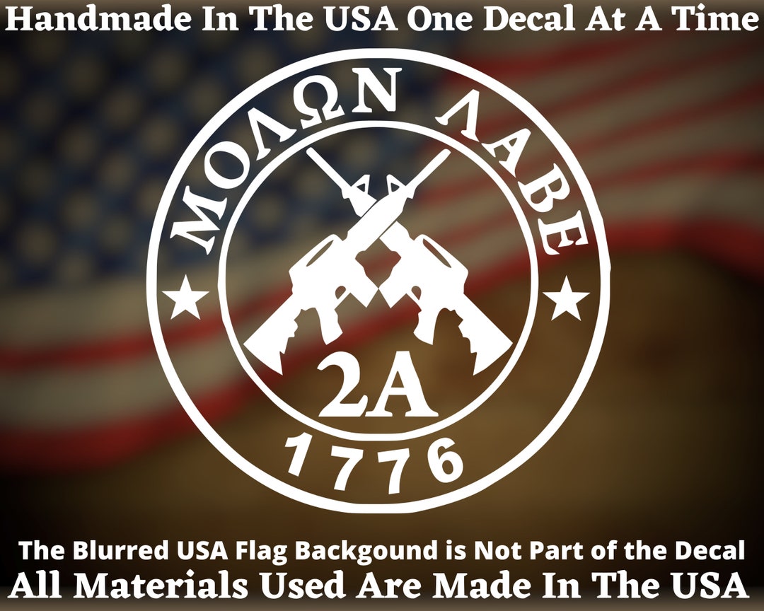 MOLON LABE 2A 1776 Crossed Rifles Round Window Decal Sticker for Car ...