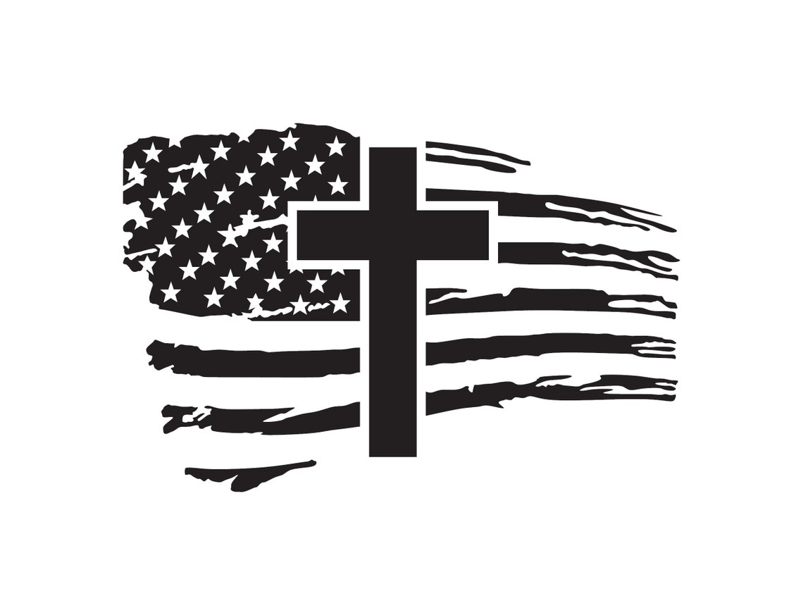 American Flag & Cross Car Truck Van Window or Bumper Sticker - Etsy