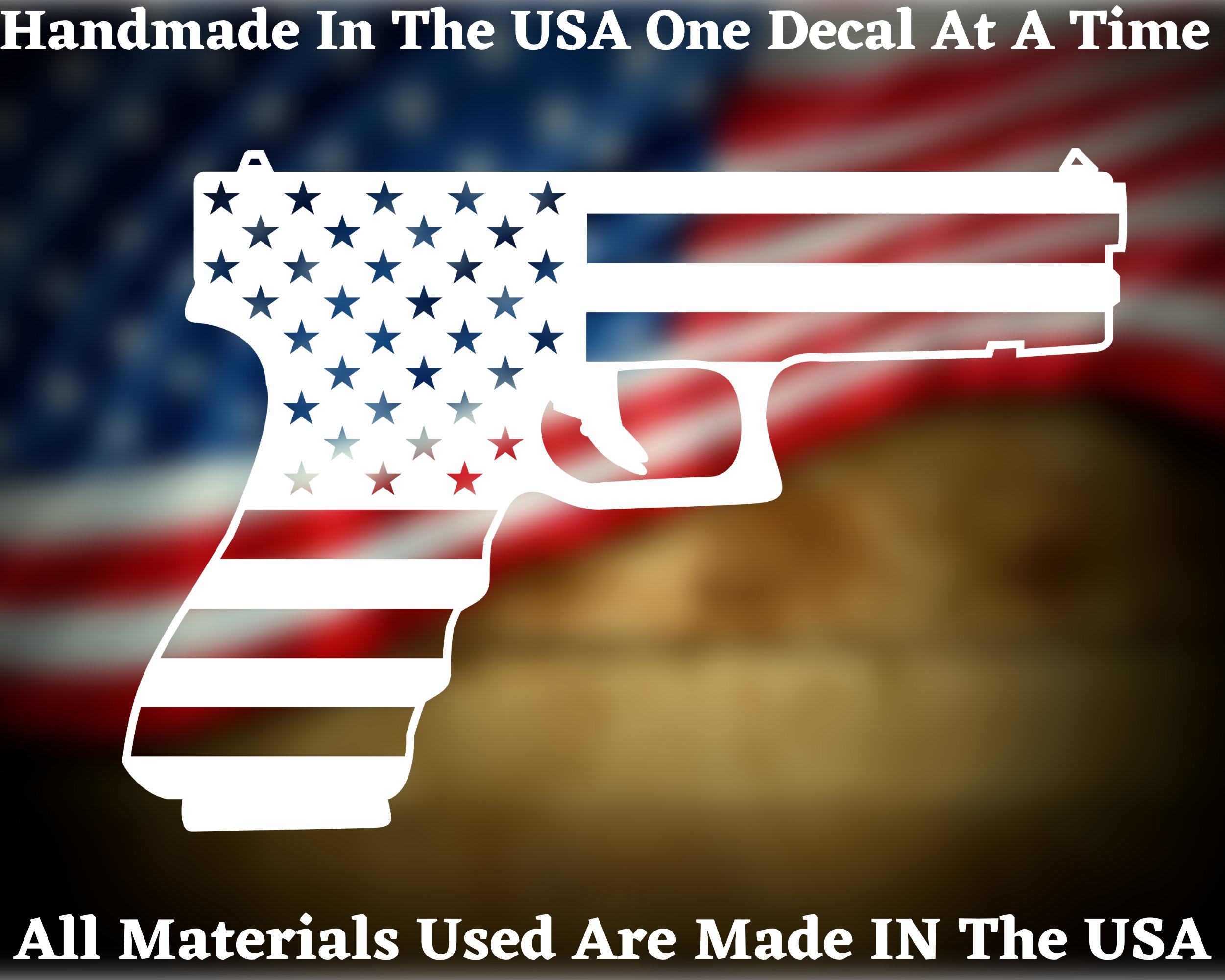 9mm Handgun Shaped American Flag Truck Van Window or Bumper Sticker ...