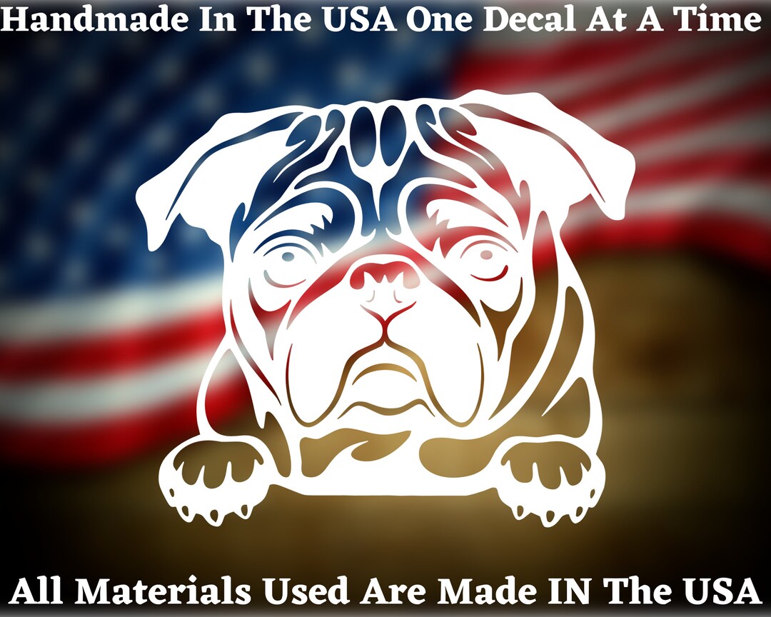 Peeking Pug #5 Car Truck Van Window or Bumper Sticker Vinyl Decal USA ...