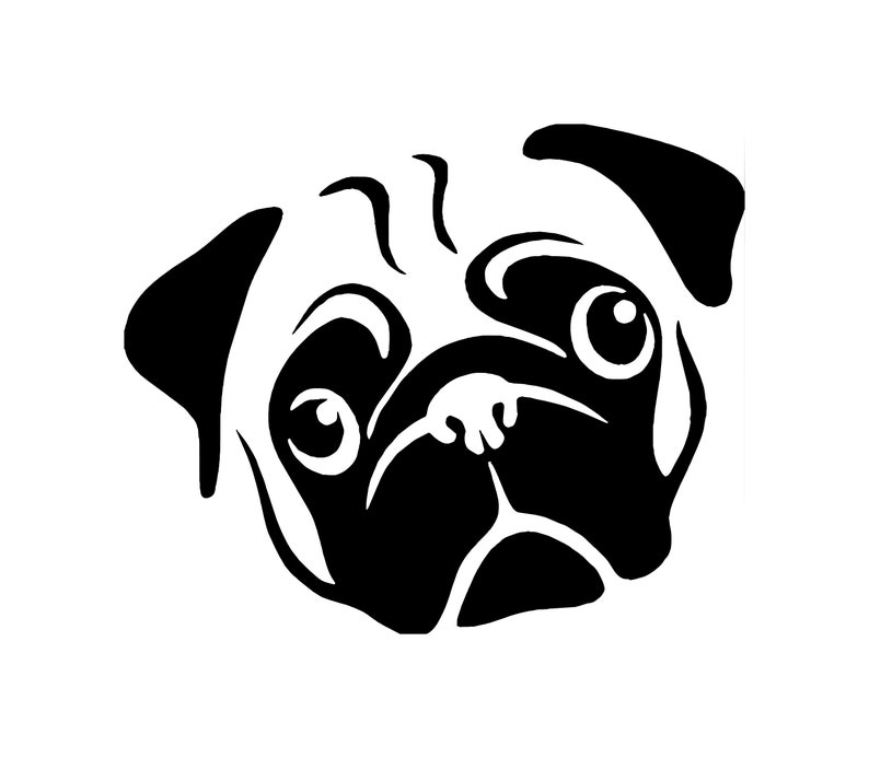Pug Face Car Truck Van Window or Bumper Sticker Vinyl Decal USA Seller ...